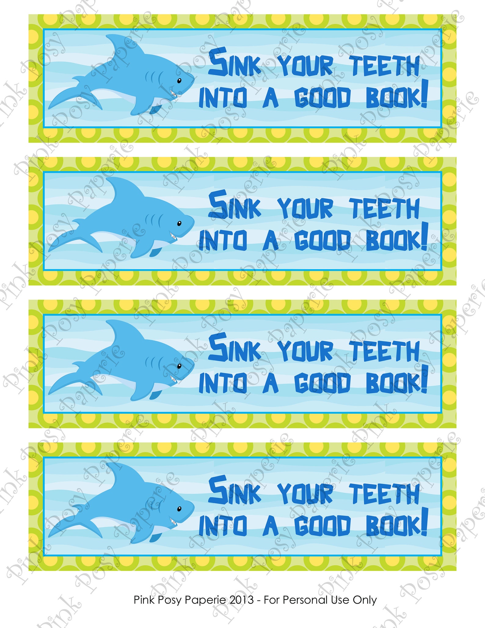 Shark Bookmarks, Printable Bookmarks for Kids, Printable Bookmark Set ...