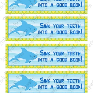 Shark Bookmarks, Printable Bookmarks for Kids, Printable Bookmark Set ...