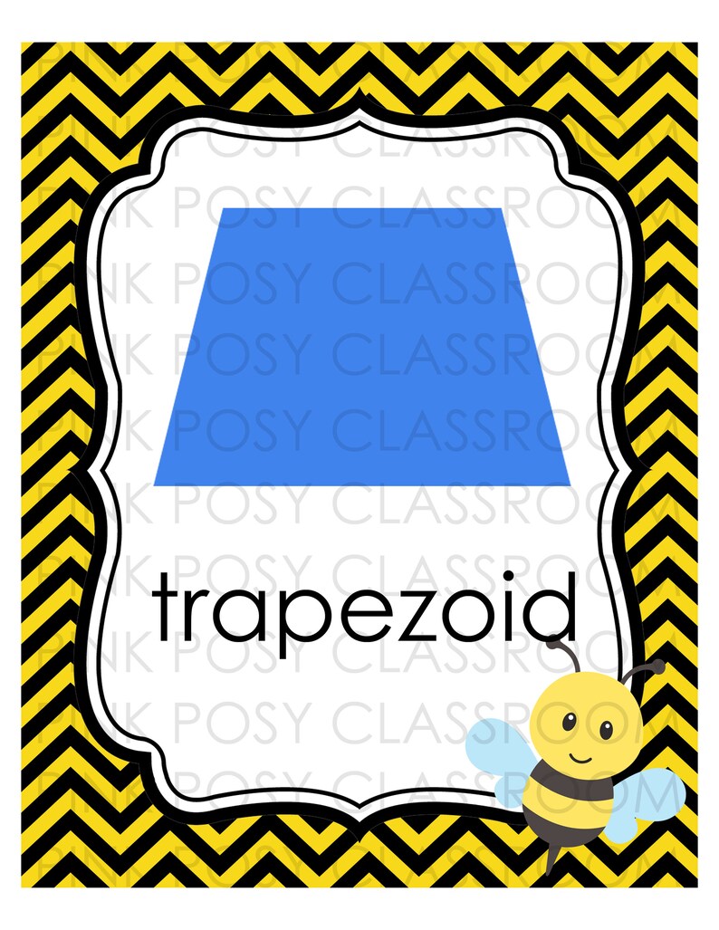 Bee Shape Posters, Classroom Decor, 2D Shape Posters, Printable Shape ...