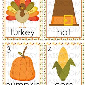 Thanksgiving Vocabulary Cards, Thanksgiving Game Printable ...