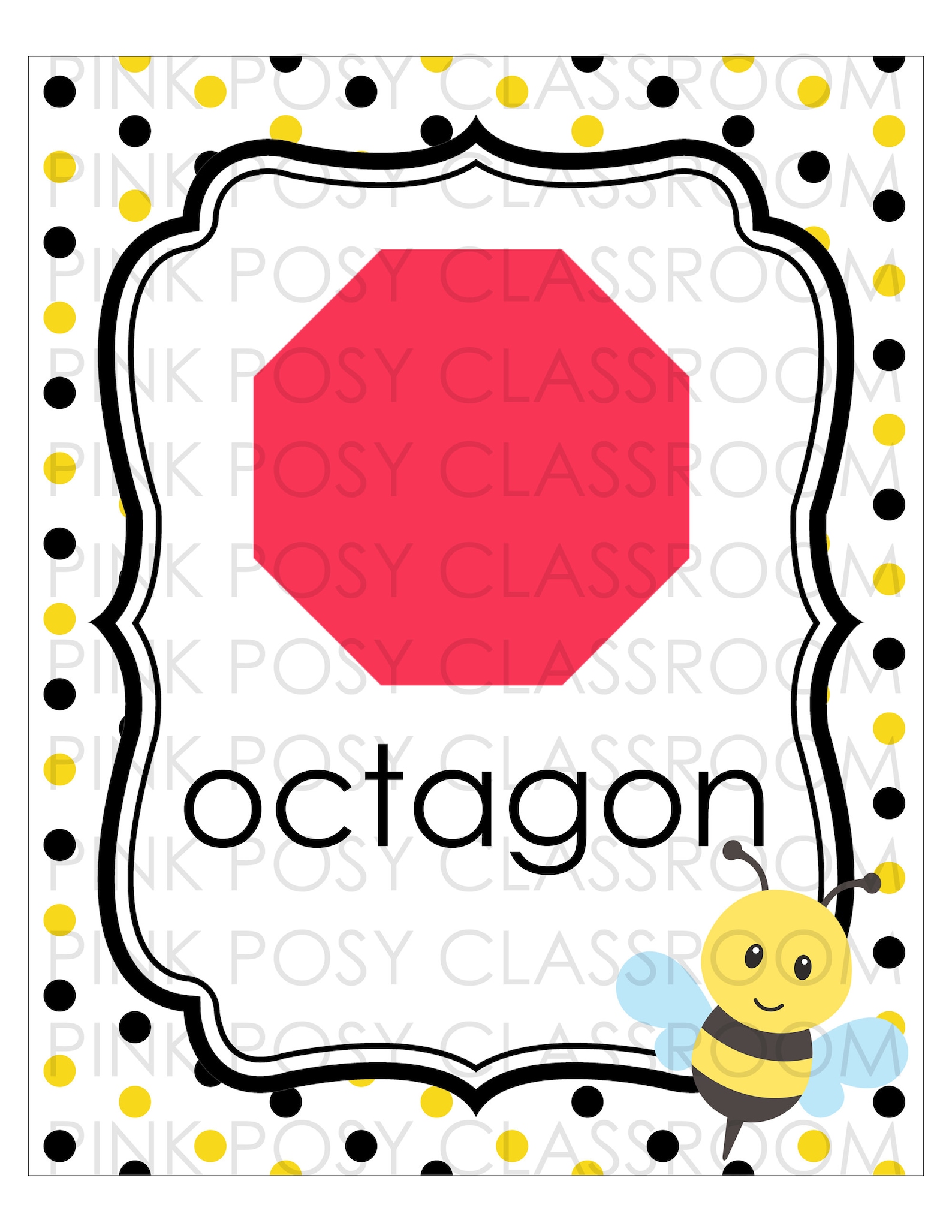 Bee Shape Posters, Classroom Decor, 2D Shape Posters, Printable Shape ...