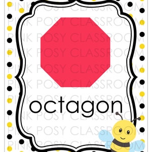 Bee Shape Posters, Classroom Decor, 2D Shape Posters, Printable Shape ...