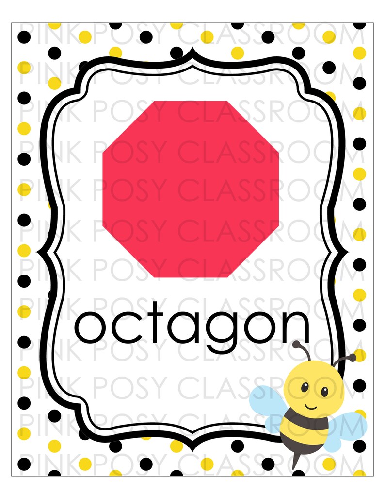 Bee Shape Posters, Classroom Decor, 2D Shape Posters, Printable Shape ...