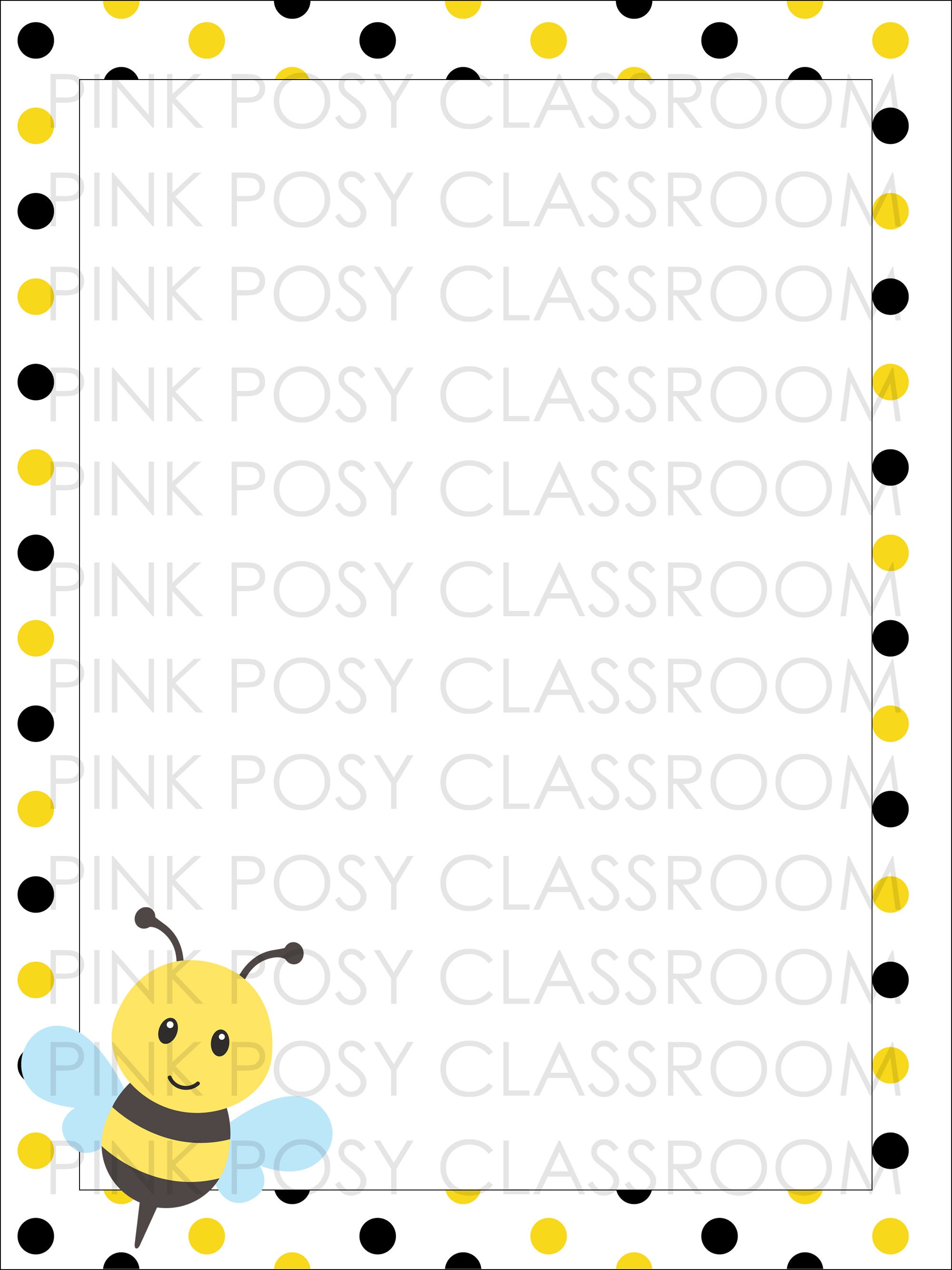Bee Writing Paper, Bee Printable Paper, Bee Stationery, Bee Lined Paper ...