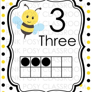 Bee Ten Frame Posters, Classroom Number Display, Math Activity ...