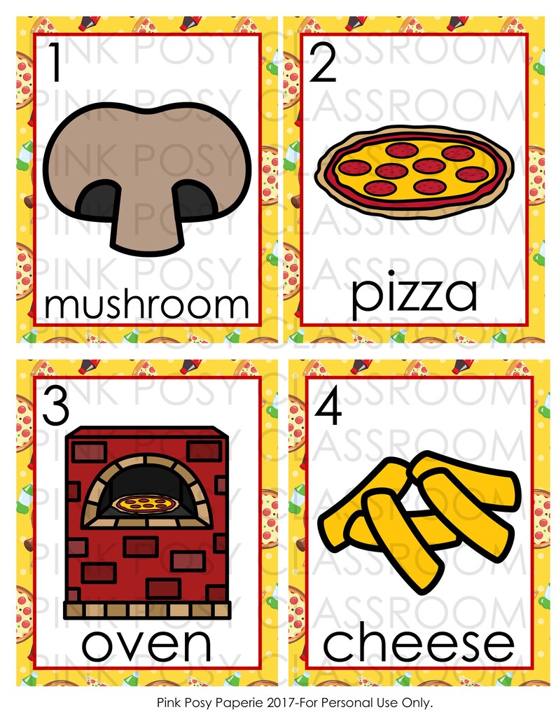 Pizza Vocabulary Cards Pizza Printable Literacy Center - Etsy