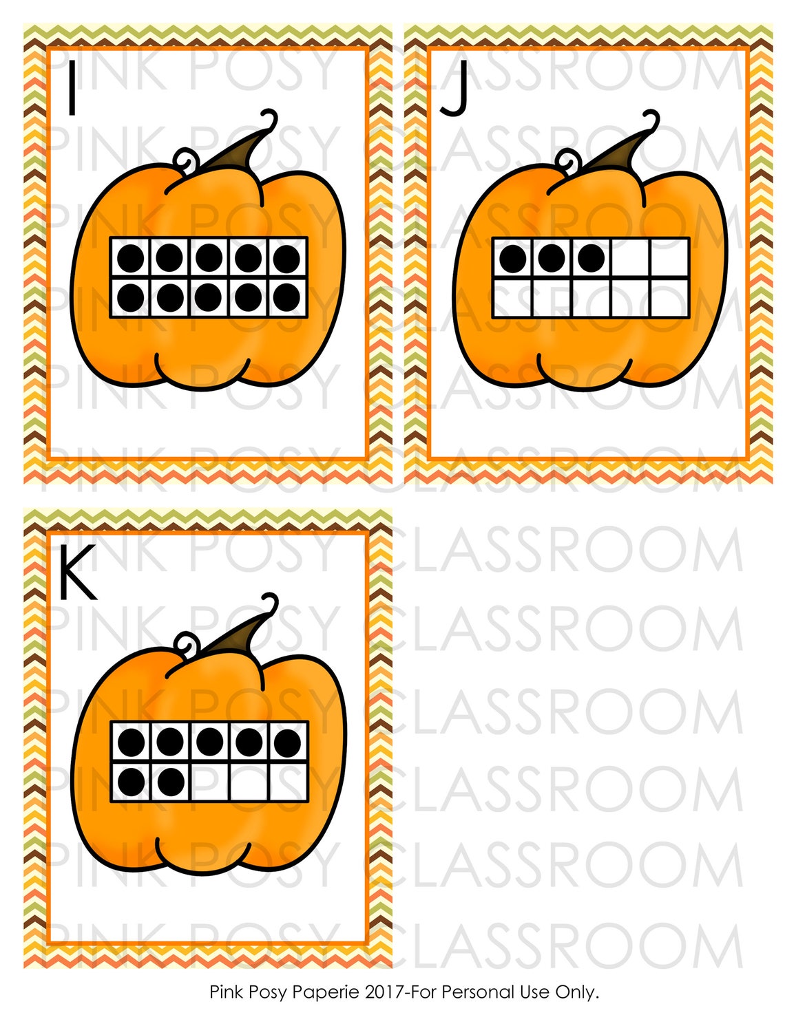 Ten Frame Flash Cards Pumpkin Count the Room Learn to Count - Etsy