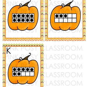 Ten Frame Flash Cards, Pumpkin Count the Room, Learn to Count, Number ...