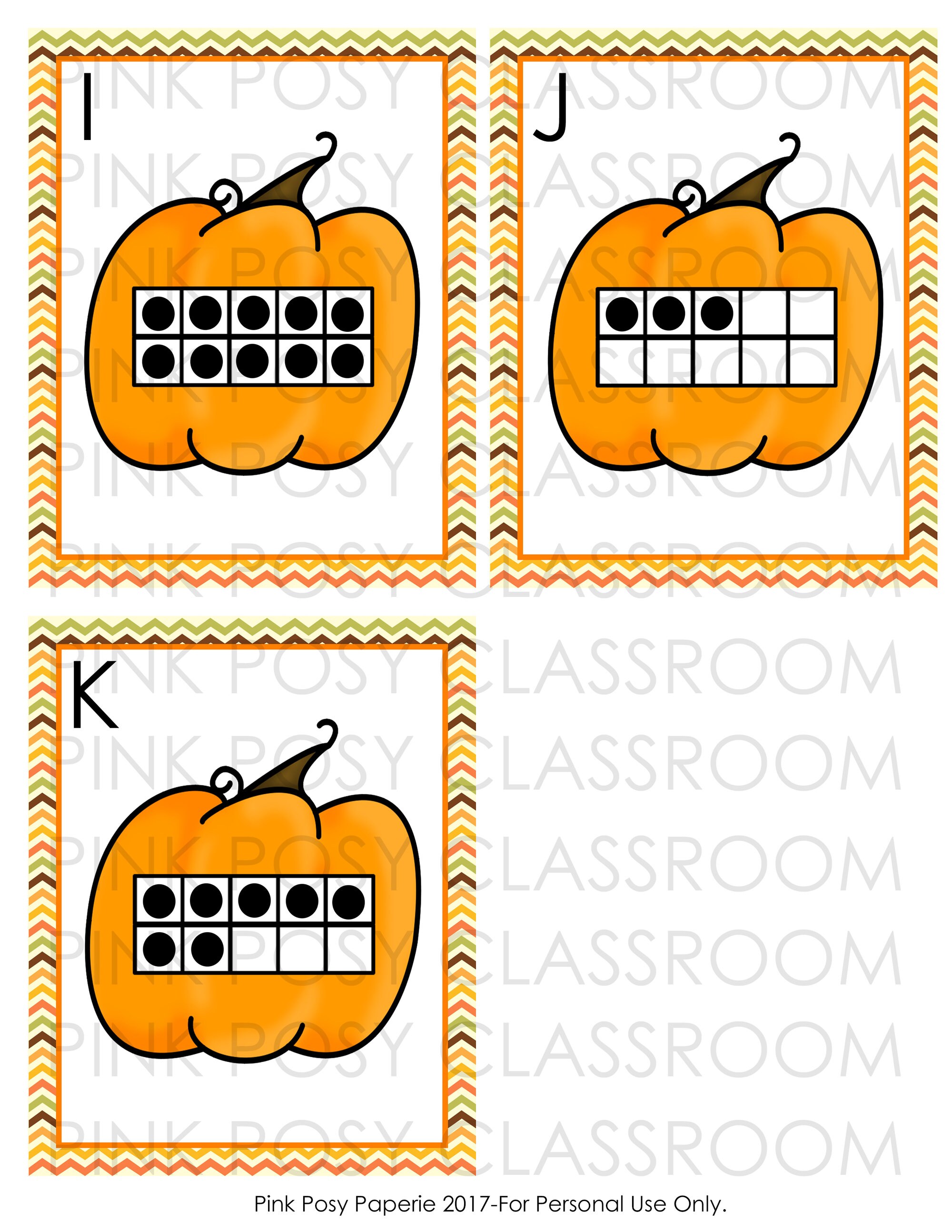 Ten Frame Flash Cards, Pumpkin Count the Room, Learn to Count, Number ...