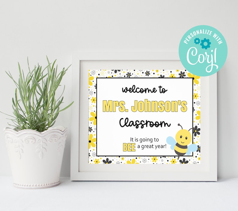 Editable Welcome Sign, Printable Welcome to Classroom Sign, Bee ...