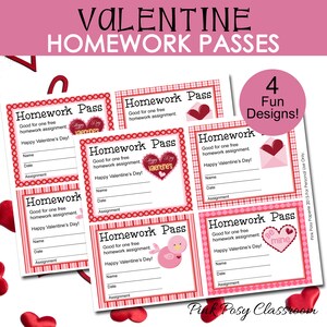 Valentine Homework Passes, Classroom Management, Instant Download ...