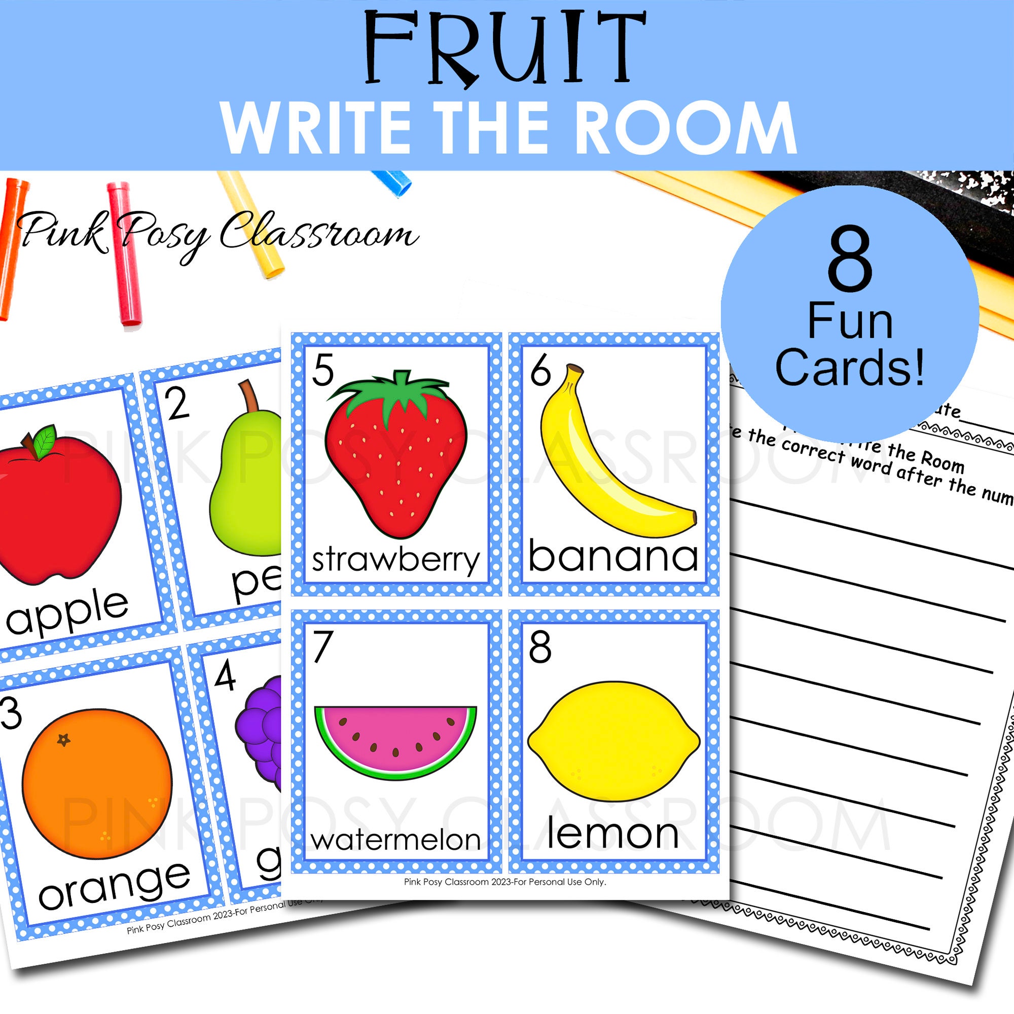 Fruit Vocabulary Cards, Fruit Printable, Literacy Center, Writing ...