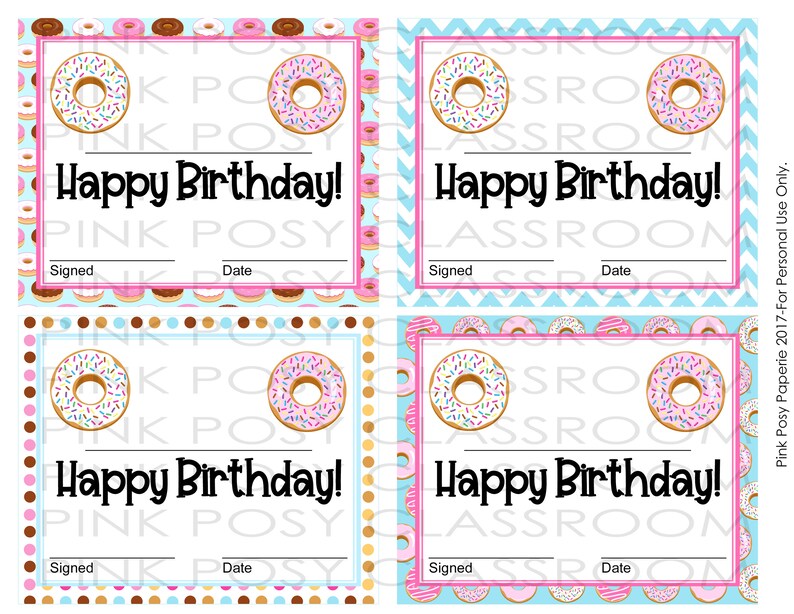 Happy Birthday Certificate, Donut Birthday Certificate, Classroom ...