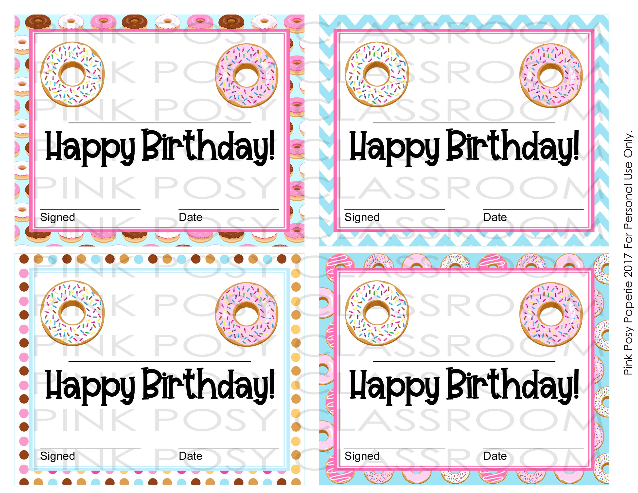 Happy Birthday Certificate, Donut Birthday Certificate, Classroom ...