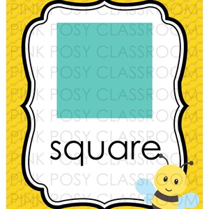 Bee Shape Posters, Classroom Decor, 2D Shape Posters, Printable Shape ...