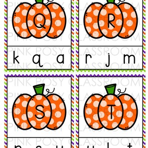 Alphabet Flash Cards, Pumpkin Alphabet Clip Cards, Letter Match Cards ...