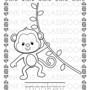 Jungle Animals Coloring Pages, Color Trace the Word, Safari Animals ...