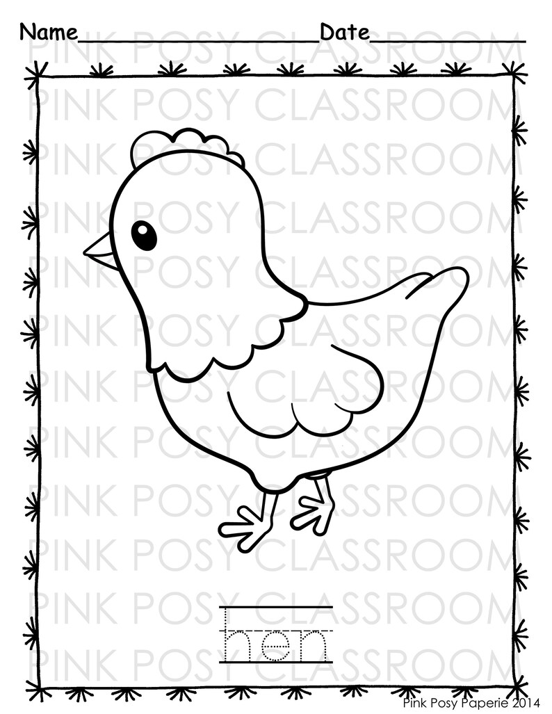 Farm Animals Coloring Pages, Color and Trace the Word, Farm Animals ...
