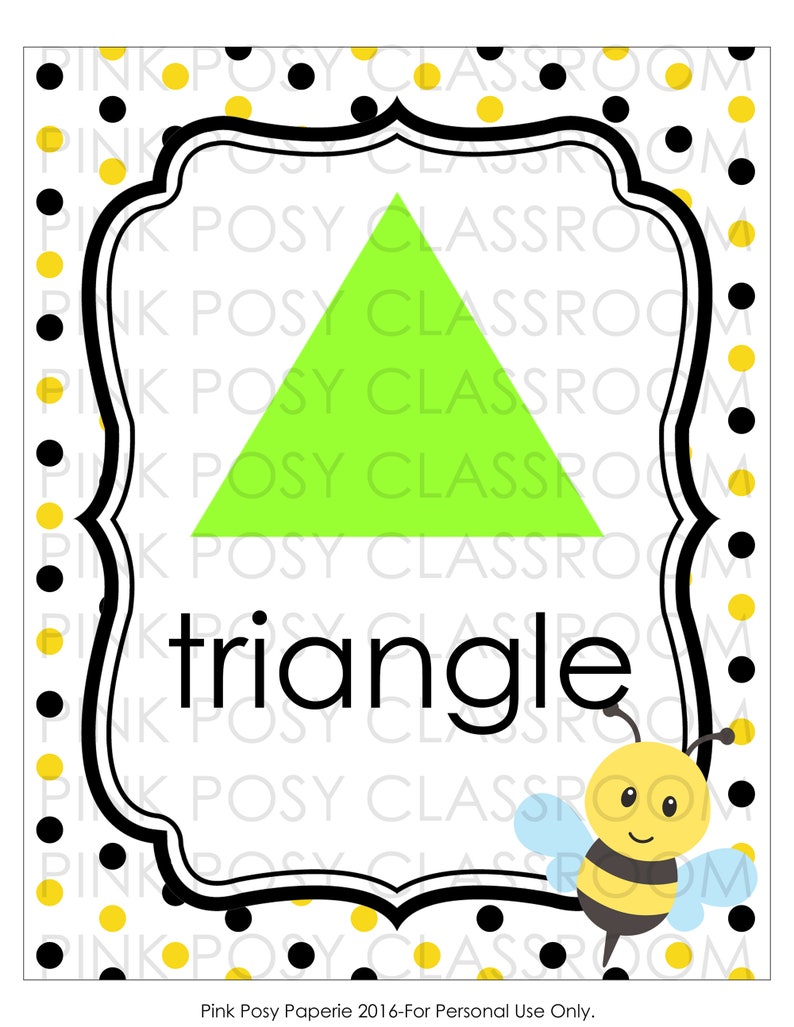 Bee Shape Posters, Classroom Decor, 2D Shape Posters, Printable Shape ...