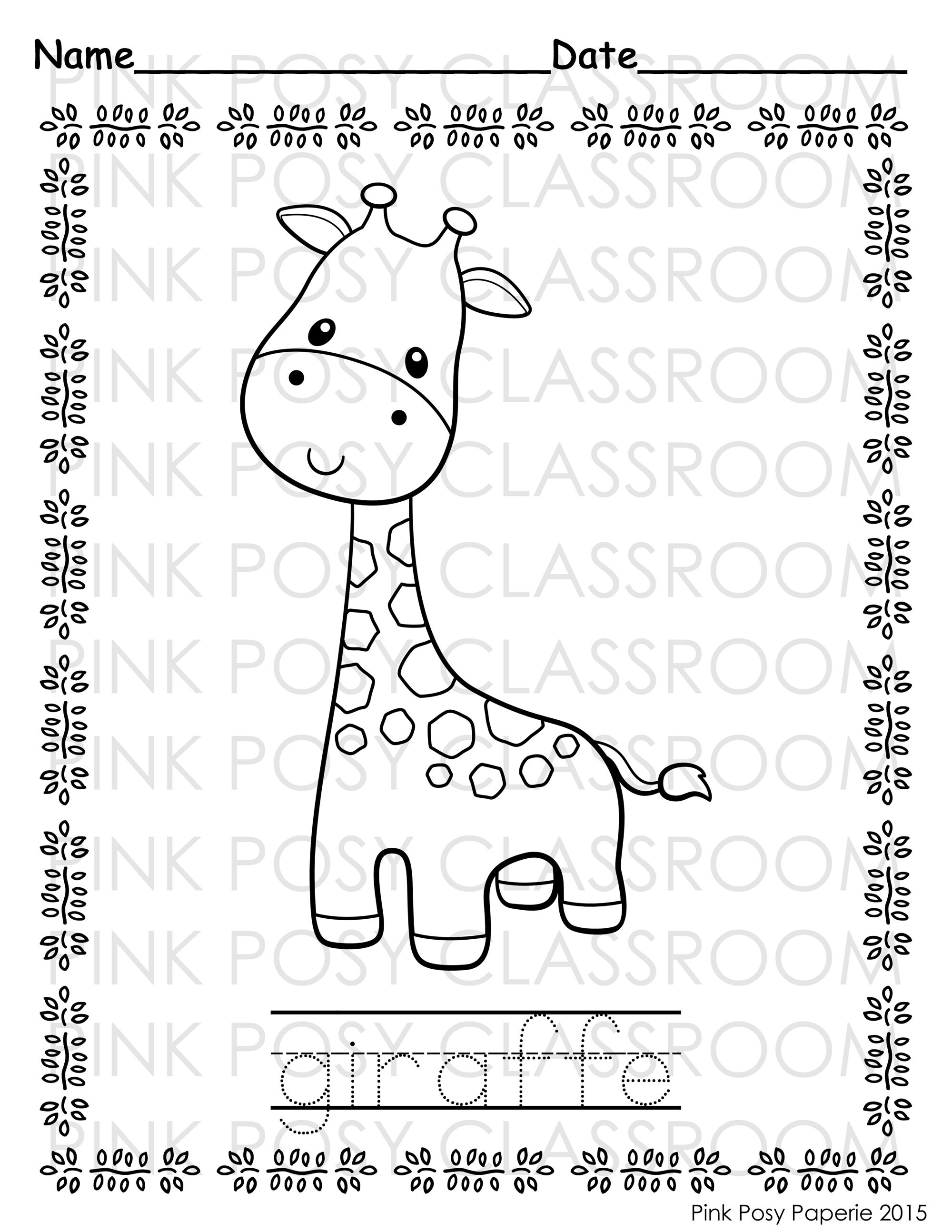 Jungle Animals Coloring Pages, Color Trace the Word, Safari Animals ...
