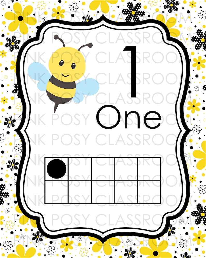 Bee Ten Frame Posters, Classroom Number Display, Math Activity ...
