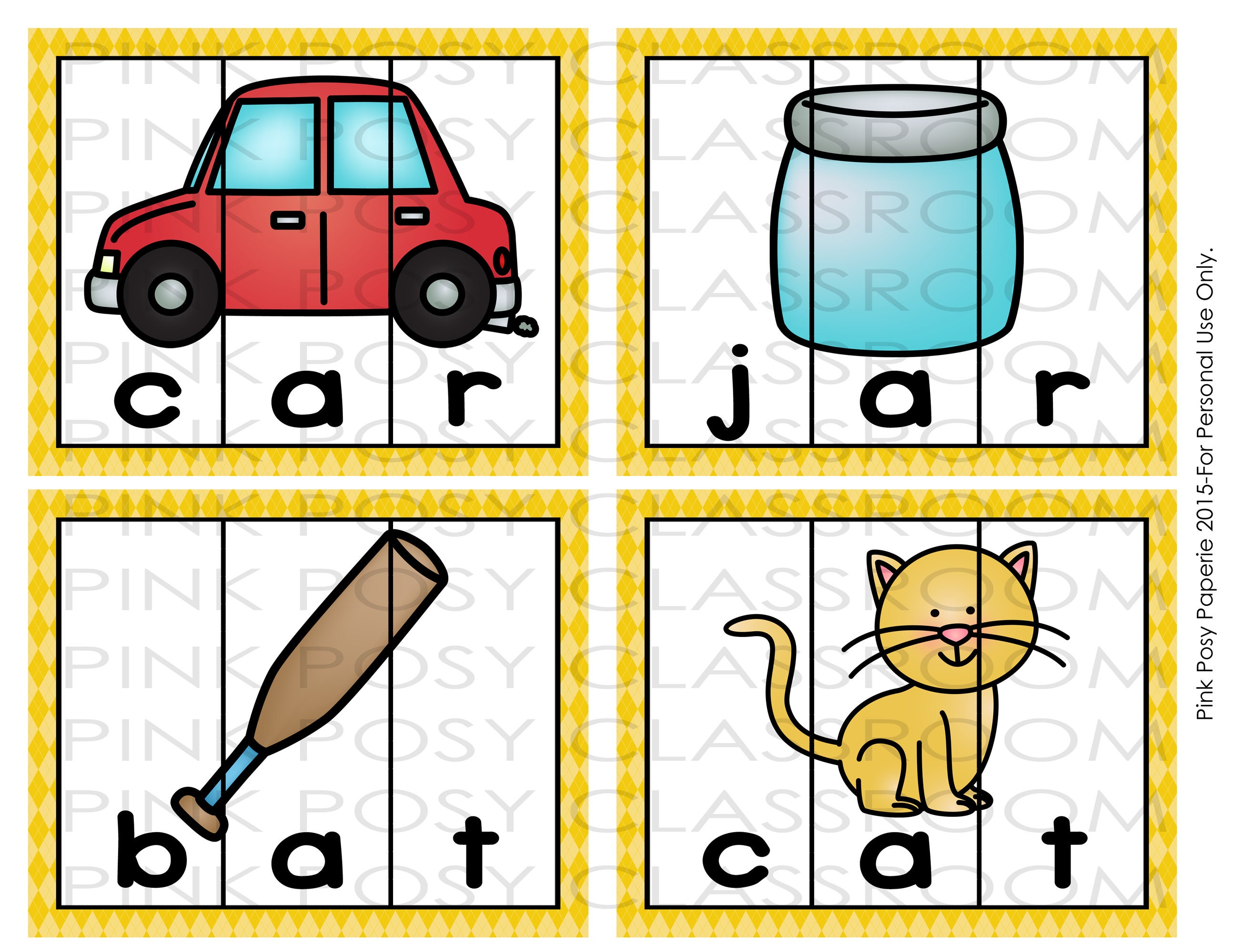 CVC Puzzles Short A Short Vowel Sounds Word Families - Etsy