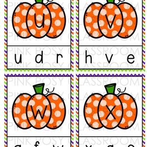 Alphabet Flash Cards, Pumpkin Alphabet Clip Cards, Letter Match Cards ...