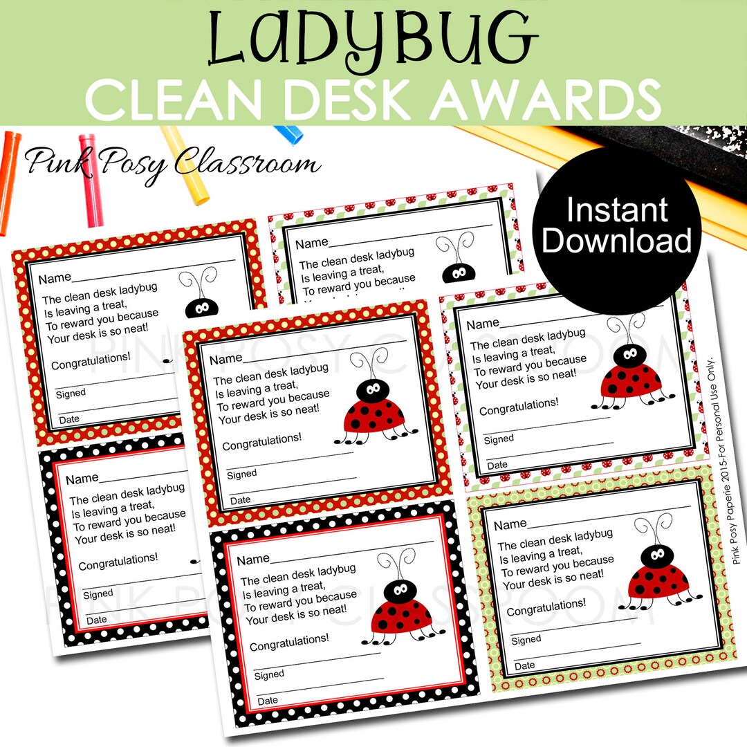 Ladybug Clean Desk Award Classroom Managment Behavior - Etsy