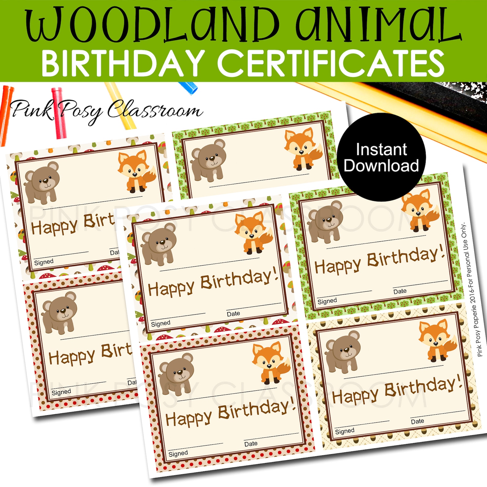 Happy Birthday Certificate, Woodland Birthday Certificate, Classroom ...