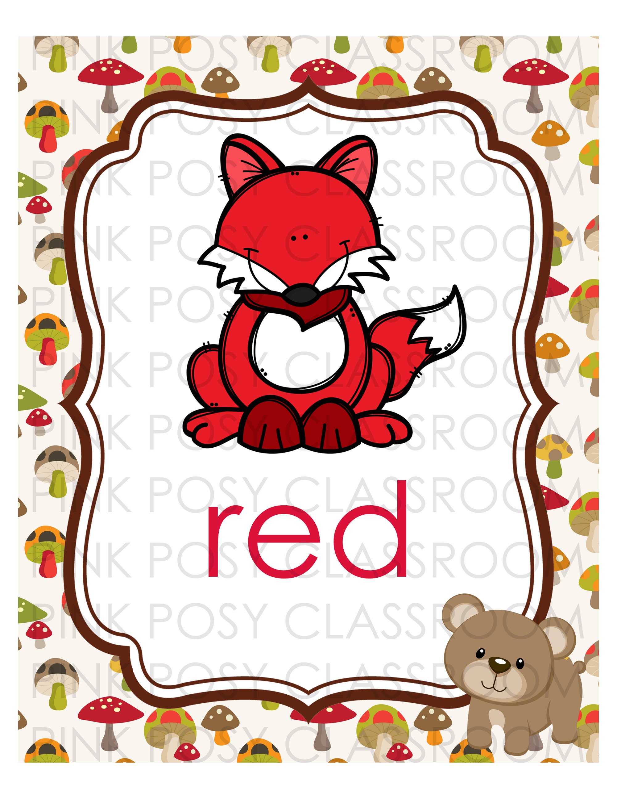 Woodland Color Posters, Colors Recognition, Classroom Decor, Printable ...