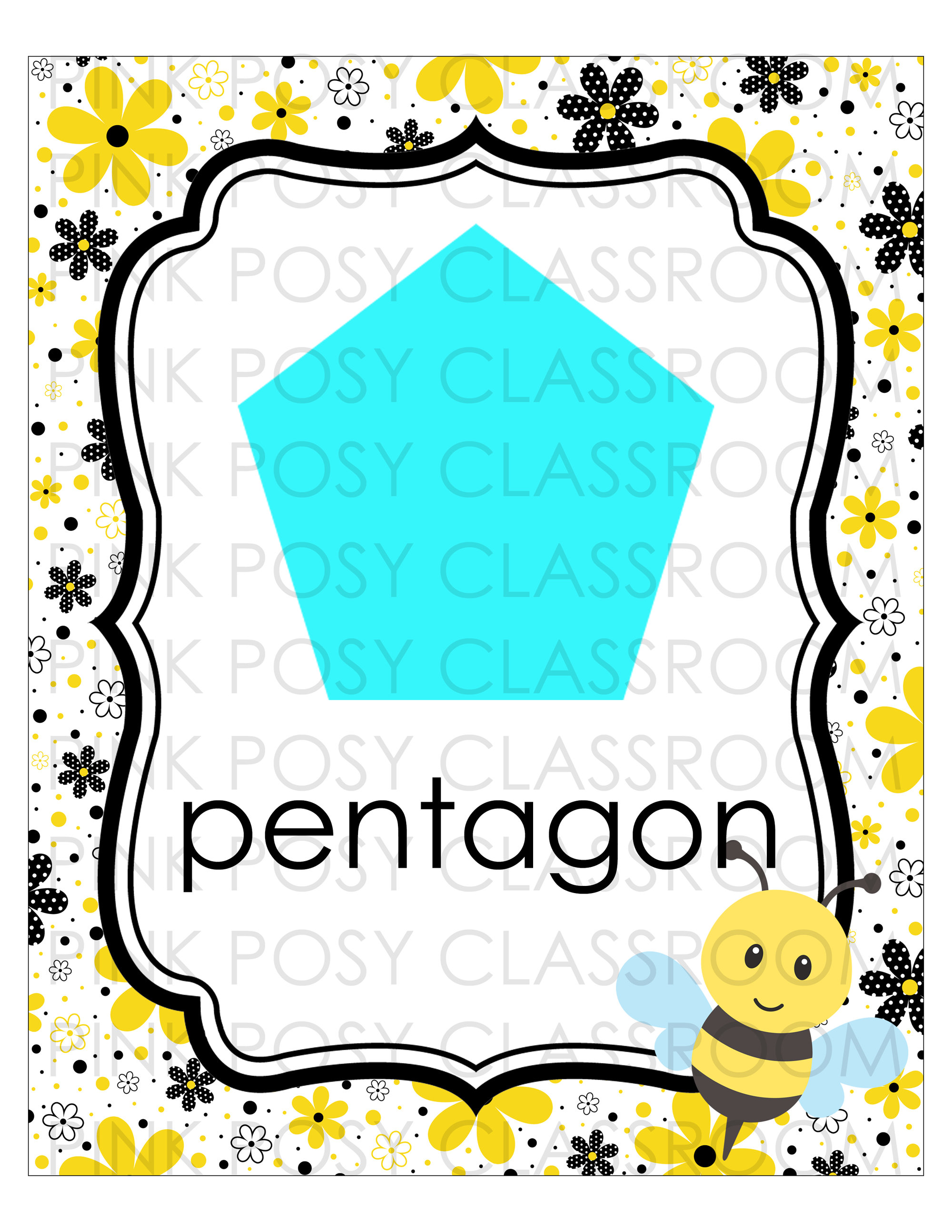 Bee Shape Posters, Classroom Decor, 2D Shape Posters, Printable Shape ...