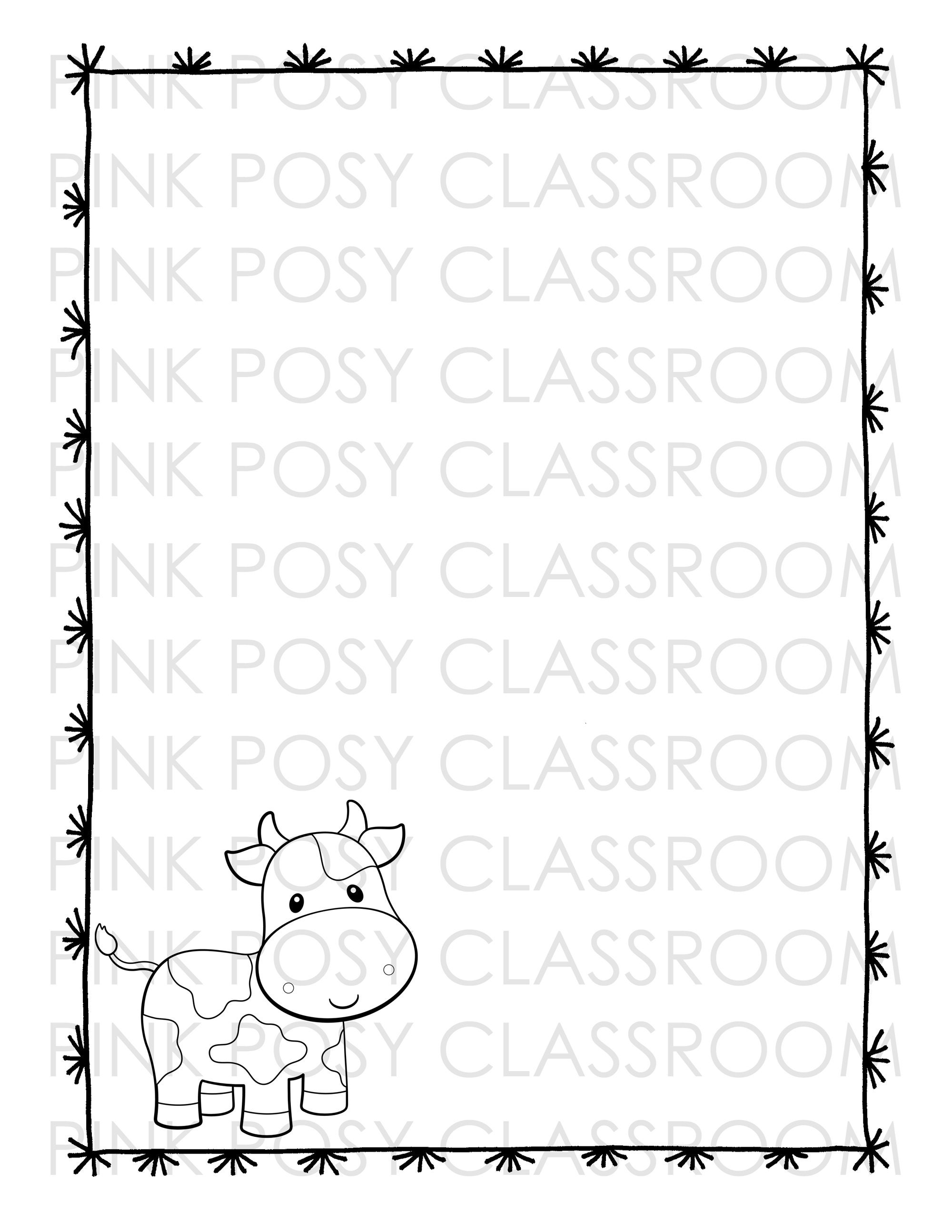 Farm Animals Writing Paper, Farm Animals Stationery, Printable Paper ...