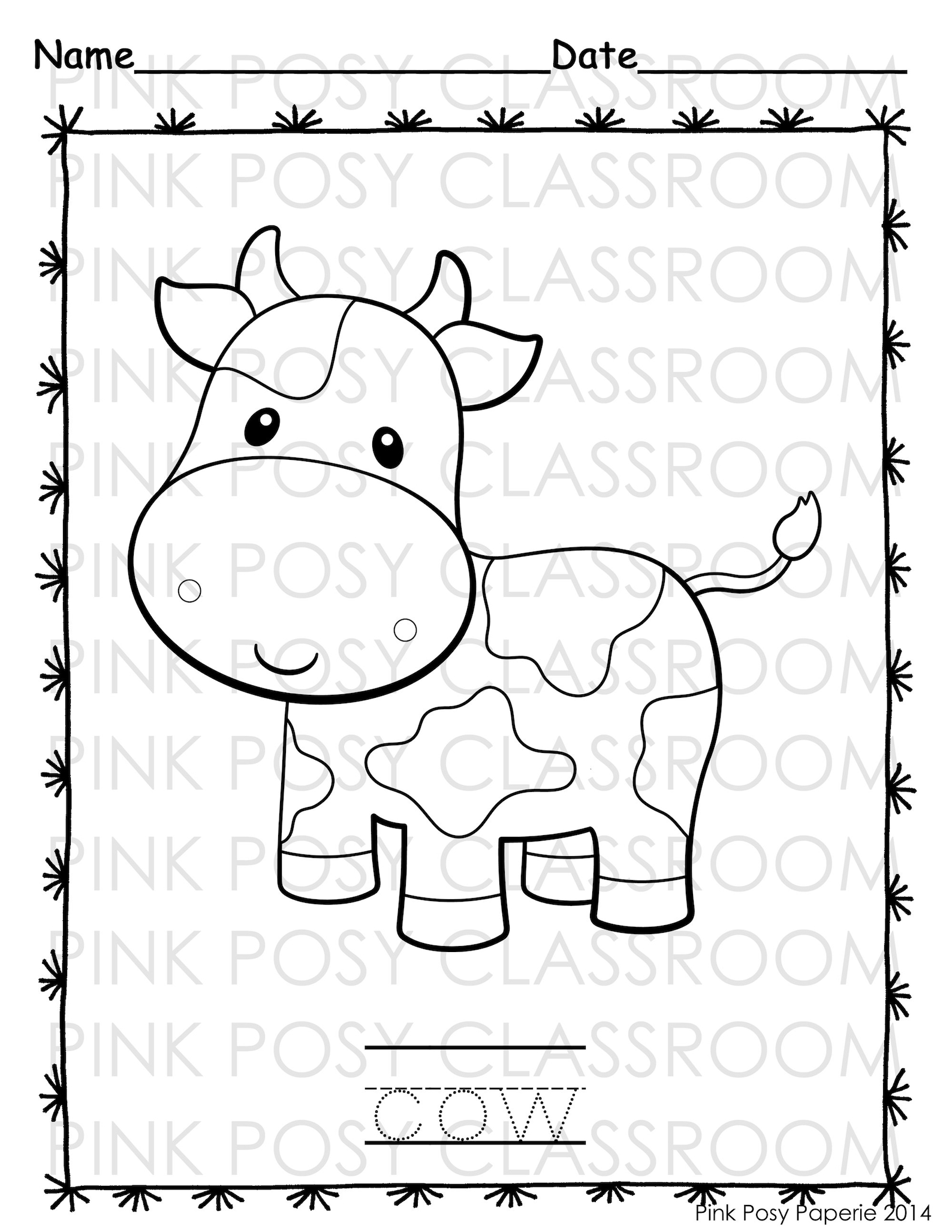 Farm Animals Coloring Pages, Color and Trace the Word, Farm Animals ...