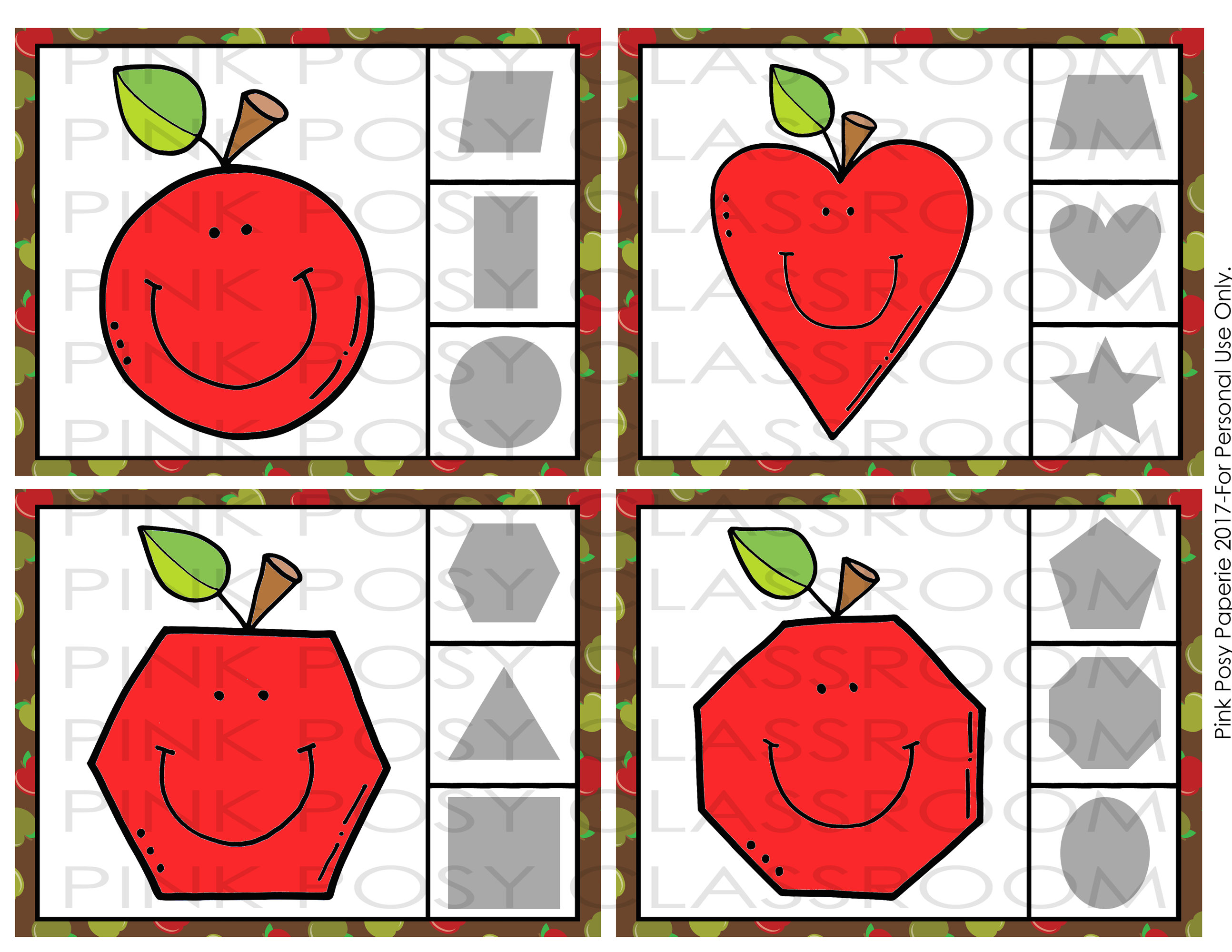 2D Shapes Flashcards Apple Theme, Geometric Shape Task Cards, Apple ...
