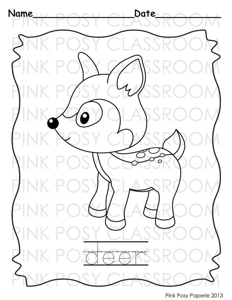 Woodland Animals Coloring Pages, Color and Trace the Word, Woodland ...
