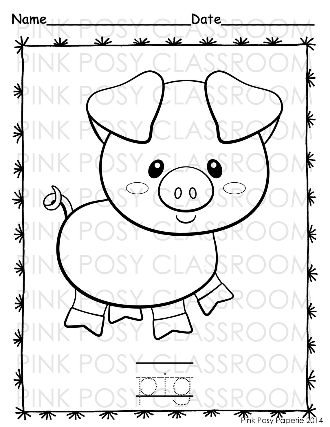 Farm Animals Coloring Pages Color and Trace the Word Farm - Etsy