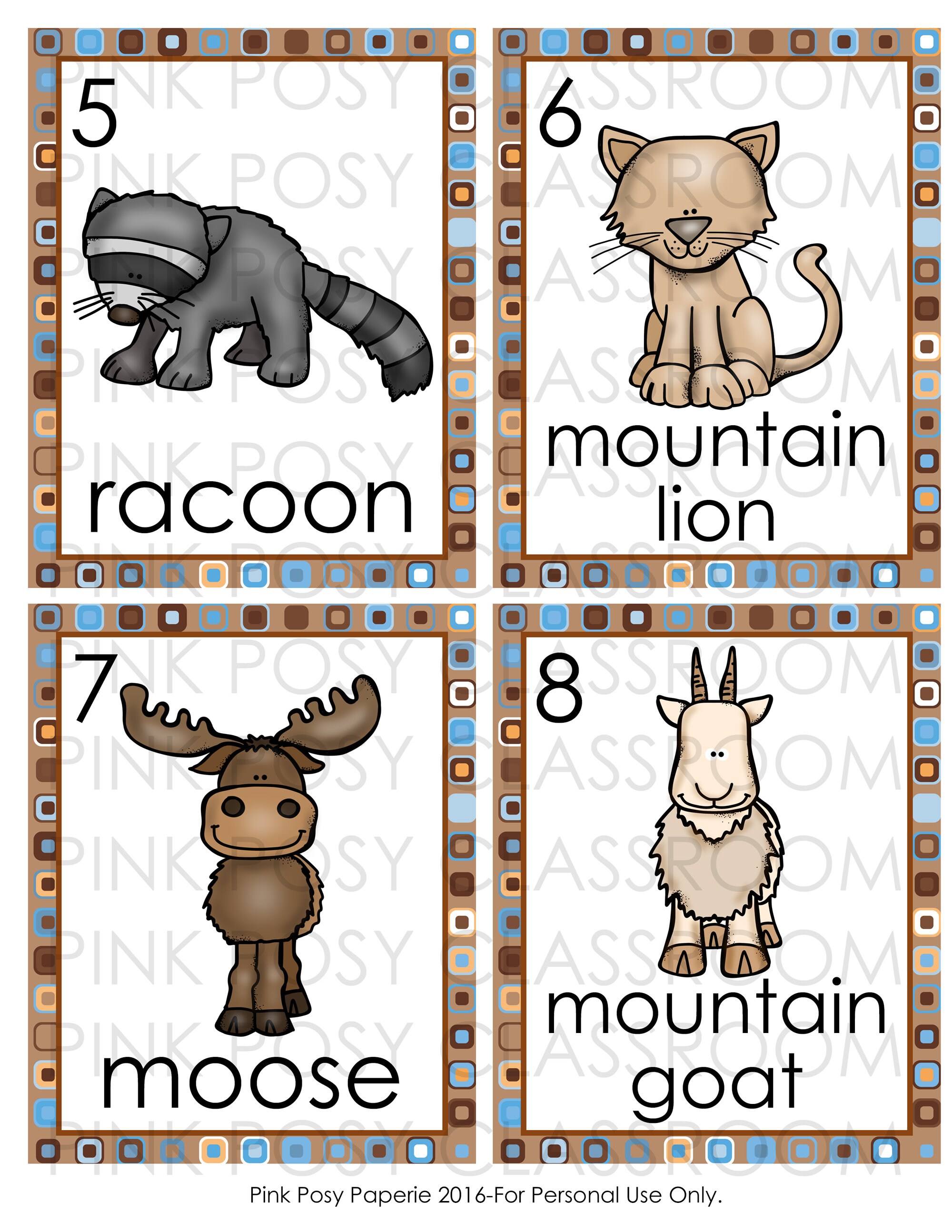 Mountain Animals Vocabulary Cards, Mountain Animal Printable, Literacy ...