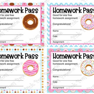 Donut Homework Passes, Classroom Managment, Instant Download, Teacher ...