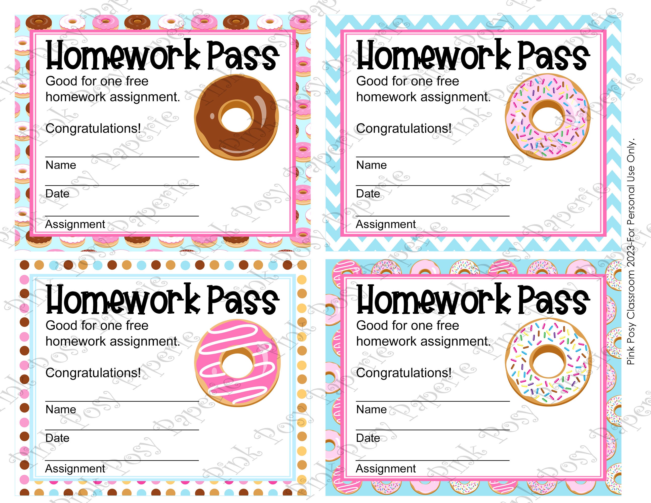 Donut Homework Passes, Classroom Managment, Instant Download, Teacher ...