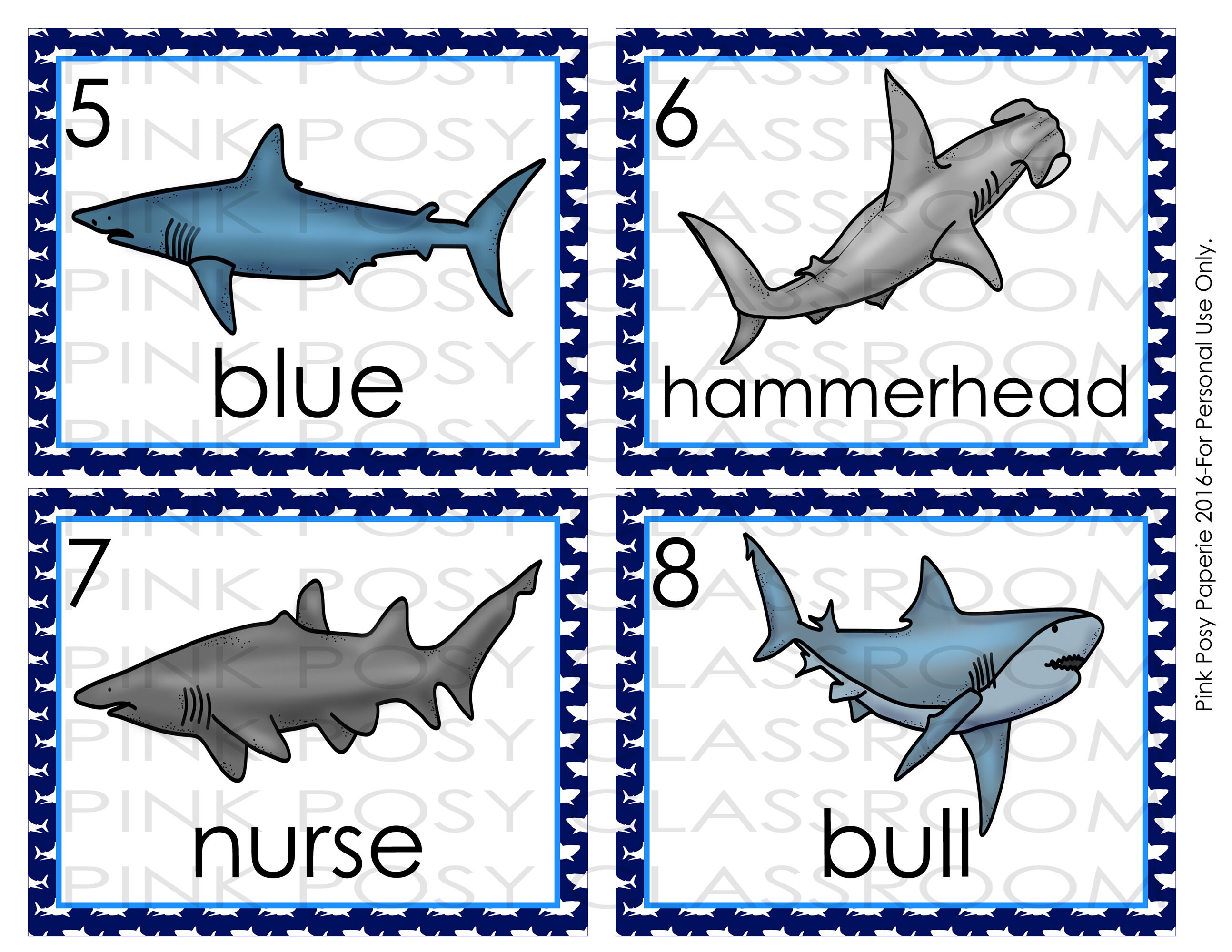 Shark Vocabulary Cards, Sharks Printable, Literacy Center, Writing ...
