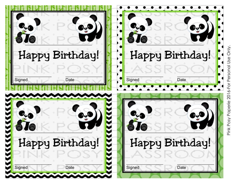 Happy Birthday Certificate, Panda Birthday Certificate, Classroom ...