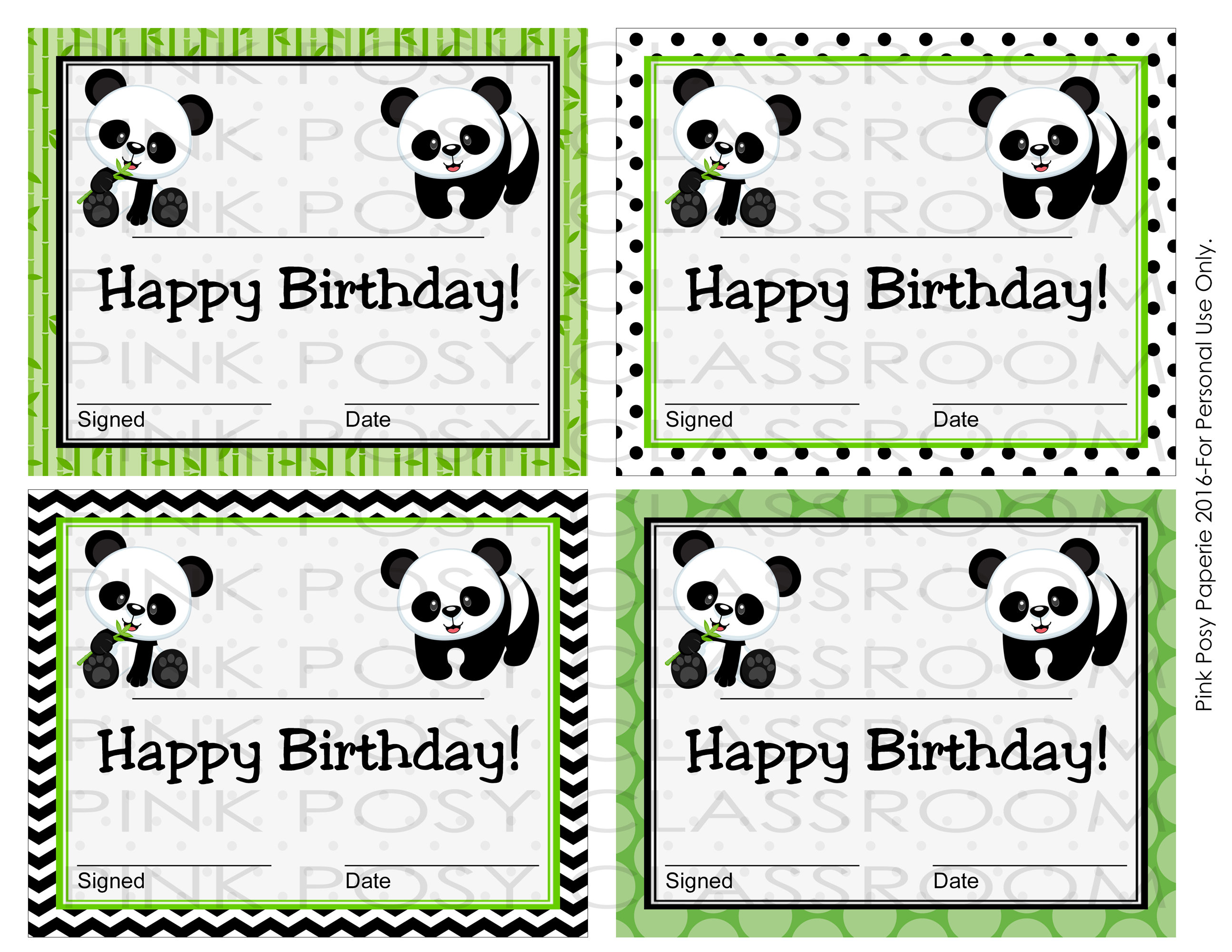 Happy Birthday Certificate, Panda Birthday Certificate, Classroom ...