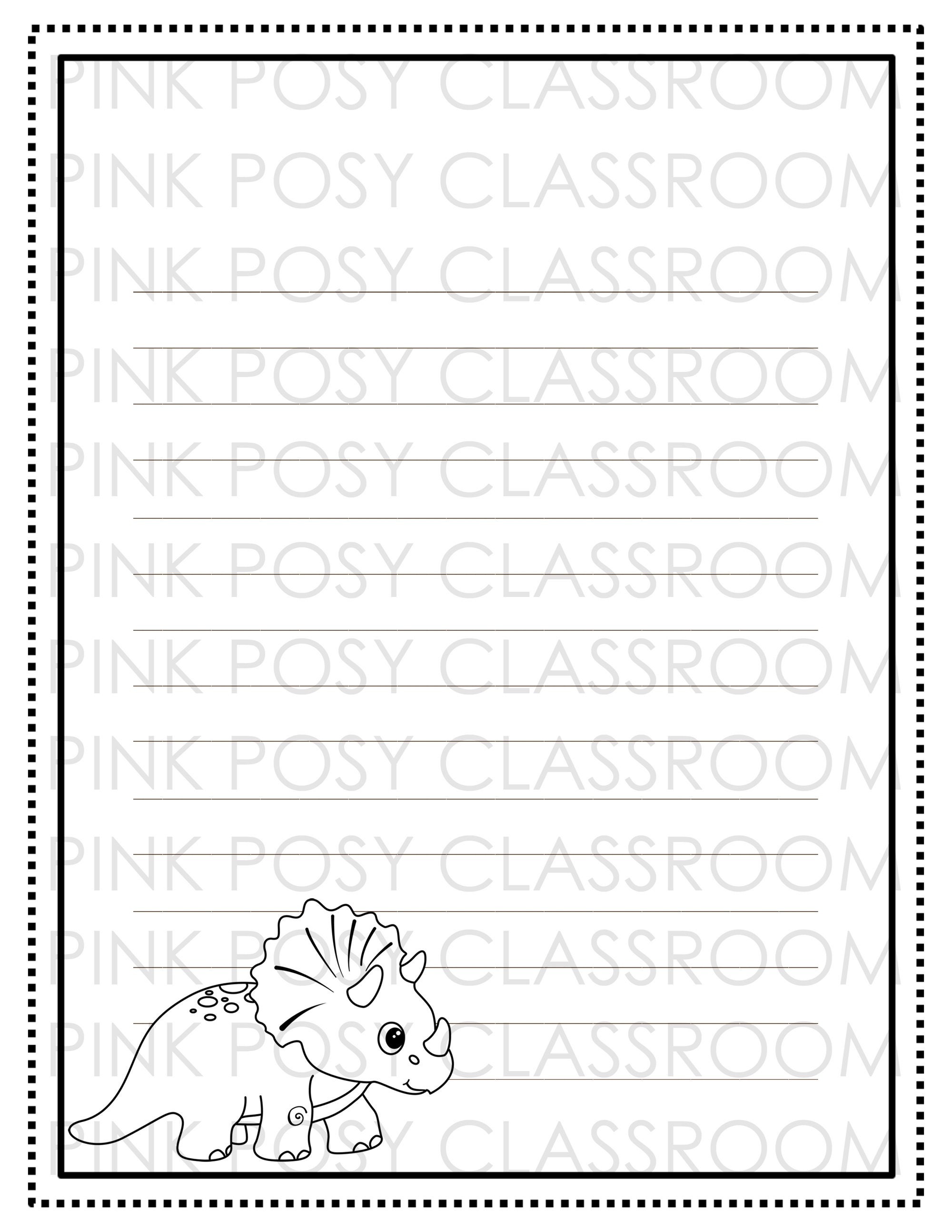 Dinosaur Writing Paper, Dinosaur Stationery, Printable Paper, Lined ...