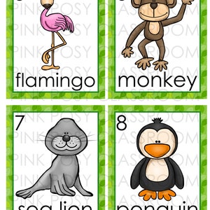 Zoo Animals Vocabulary Cards, Zoo Animal Printable, Literacy Center ...
