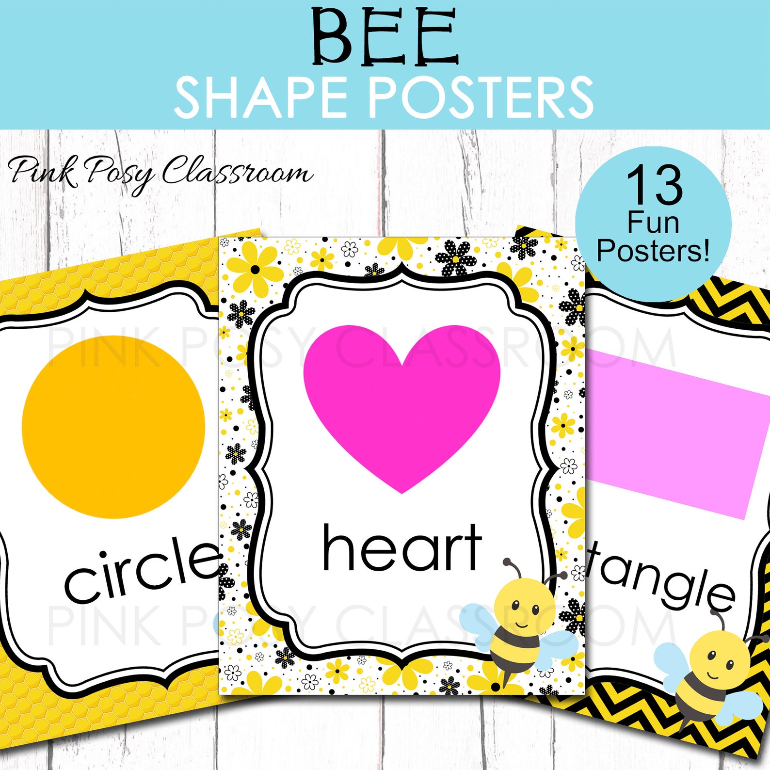 Bee Shape Posters, Classroom Decor, 2D Shape Posters, Printable Shape ...