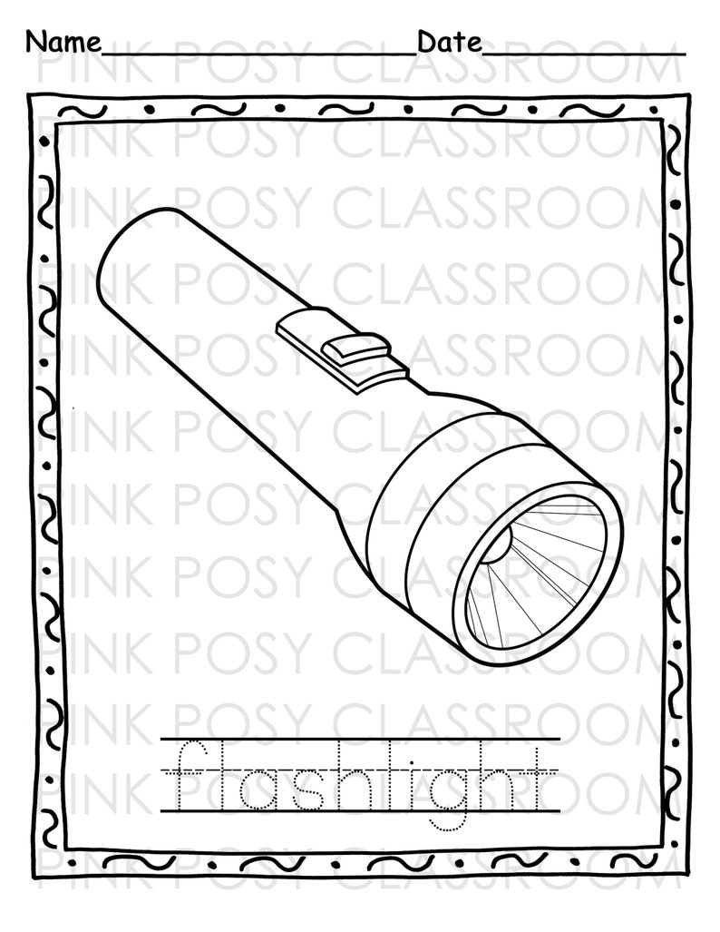 Camping Coloring Pages, Color and Trace the Word, Camping Activities ...