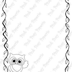 Owl Writing Paper, Owl Stationery, Owl Printable Paper, Owl Lined Paper ...