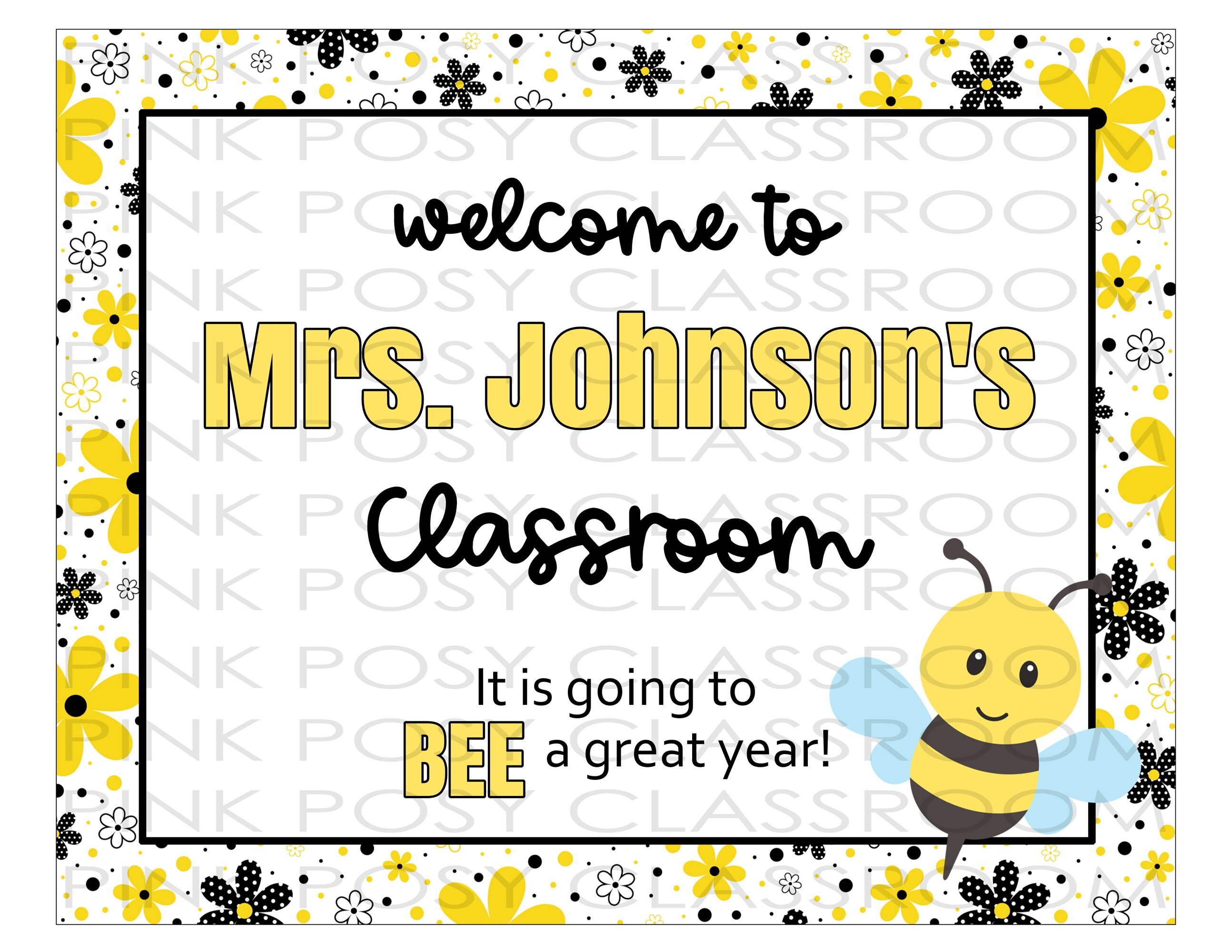 Editable Welcome Sign, Printable Welcome to Classroom Sign, Bee ...
