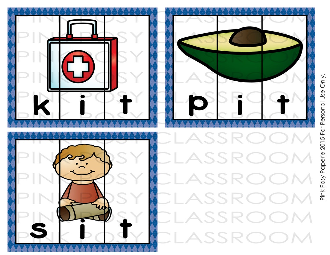 CVC Puzzles, Short I, Short Vowel Sounds, Word Families, Phonics ...