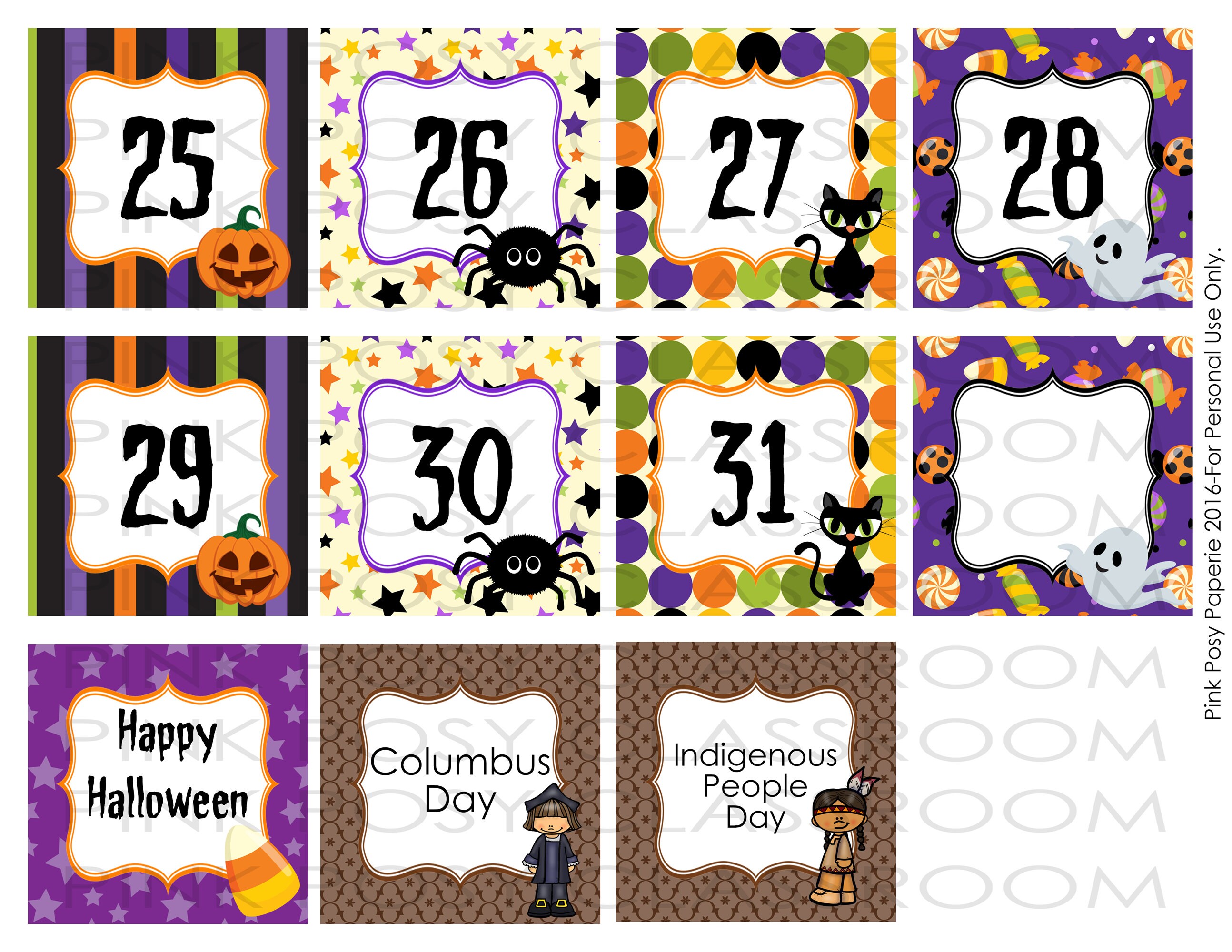 October Calendar Set, Classroom Calendar Set, Halloween Classroom Decor ...